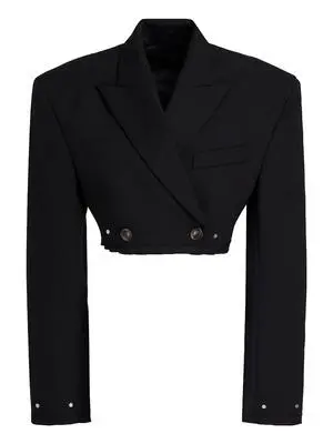 DION LEE Cropped Wool-blend Twill Blazer - Black