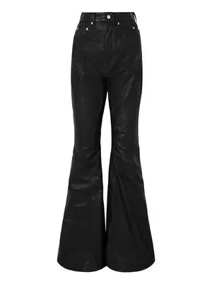 Rick Owens Bolan Flared Leather Pants - Black