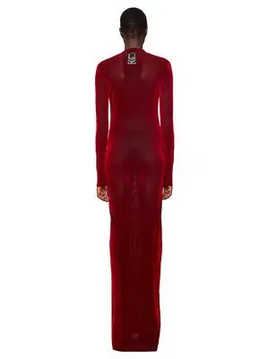 LUDOVIC DE SAINT SERNIN Long Sheer Mesh Dress - Red