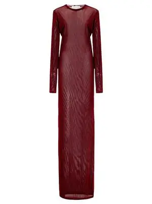 LUDOVIC DE SAINT SERNIN Long Sheer Mesh Dress - Red