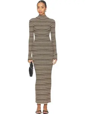 Nanushka Mirell Maxi Dress - Black & Brown & Green Stripe