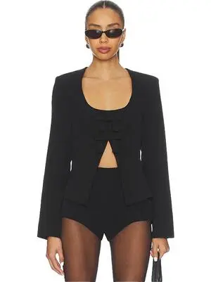 MORE TO COME Bow Front Top - Black