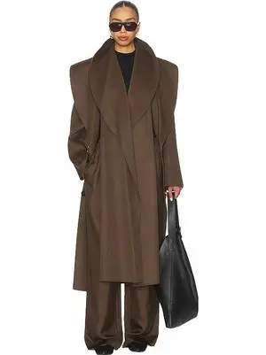 RÓHE Double-faced Wool Scarf Coat - Taupe