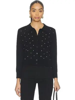 FRAME Rhinestone Cardigan - Black