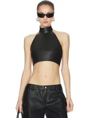 Monse Buckled Leather Bustier Top - Black