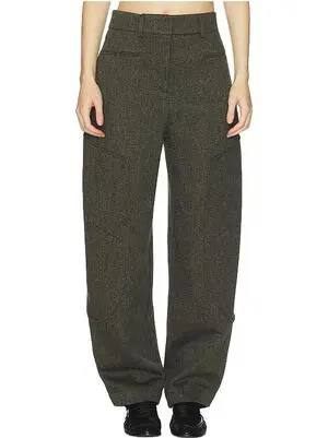 GANNI Mouline Suiting Curved Pant - Forest Night