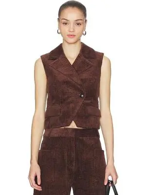 GANNI Seersucker Corduroy Vest - Chicory Coffee