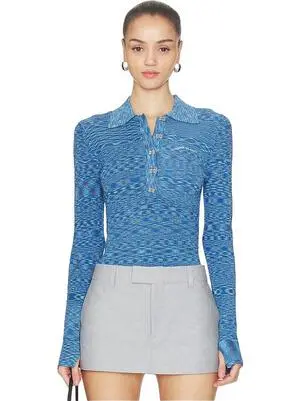 GANNI Spacedyed Polo Top - Blissful Blue