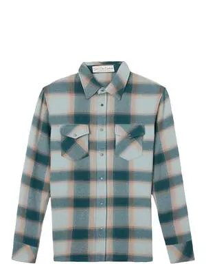 GOD'S TRUE CASHMERE Cashmere Plaid Two-pocket Button-down Shirt - Emerald
