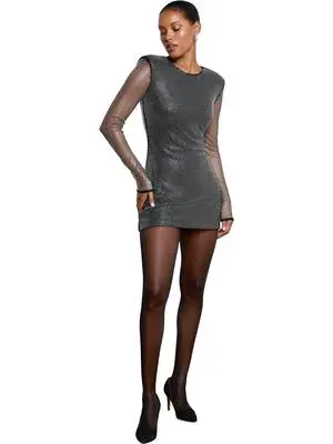 L'Agence Harlynn Crystal Mini Dress - Black/crystal