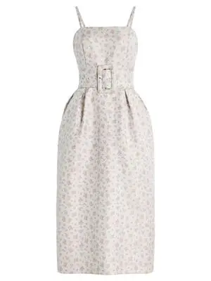 Rosie Assoulin Artichoke Belted Jacquard Dress - Orange