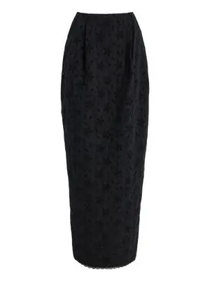 Posse Salma Eyelet Cotton Maxi Skirt - Black