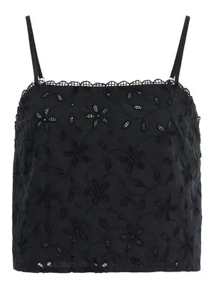 Posse Salma Eyelet Cotton Top - Black