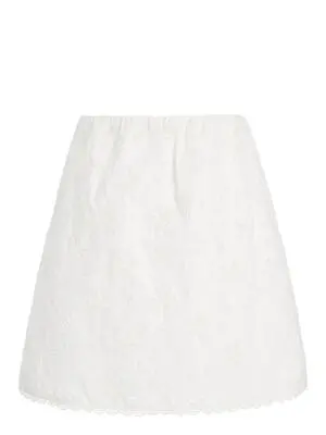 Posse Salma Eyelet Cotton Mini Skirt - White