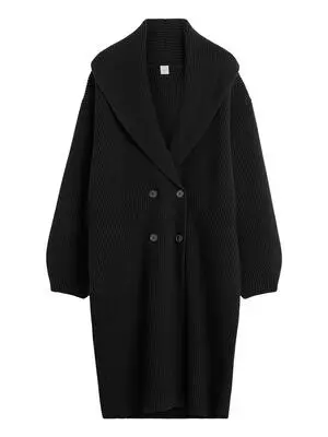 TOTEME Long Shawl-lapel Wool Cardigan - Black