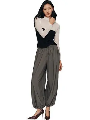 WHITEROOM + CACTUS Drawstring Balloon Pants - Grey Plaid