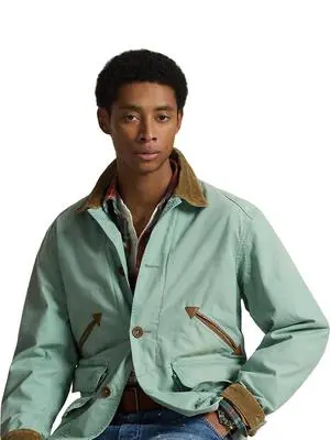 Ralph Lauren Canvas Field Jacket With Corduroy Trim - Faded Mint
