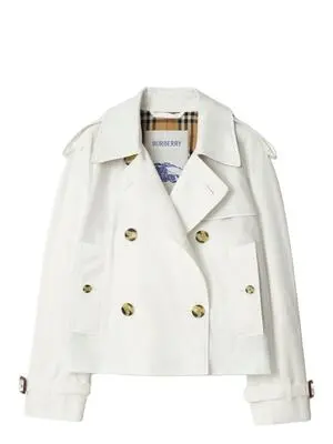 Burberry Cropped Mayfair Trench Jacket - Cotton White