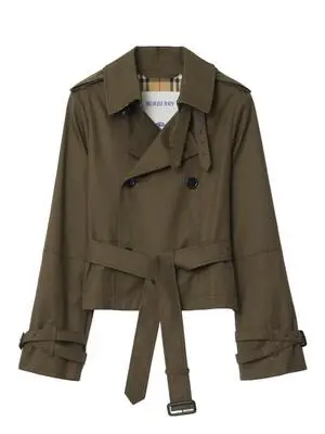 Burberry Cropped Mayfair Trench Jacket - Green Green