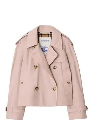 Burberry Cropped Mayfair Trench Jacket - Pale Sugar Pink