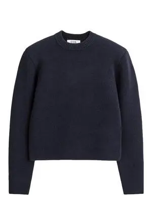 Cos Sculpted-shoulder Merino Wool Sweater - Navy