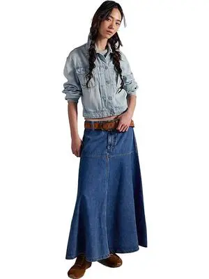 Closed Long Denim A-line Skirt - Mid Blue