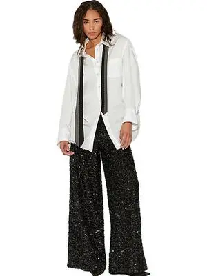 Free People Sequin Wide-leg Trousers - Black