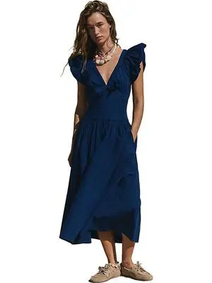 Free People Free-est Bring The Bubble Midi Dress Poseidon
