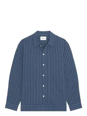 NN07 Nn07 Reed Stripe Overshirt Shacket In Blue