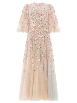 NEEDLE & THREAD Sylvia Rose Midi Dress - Neutrals