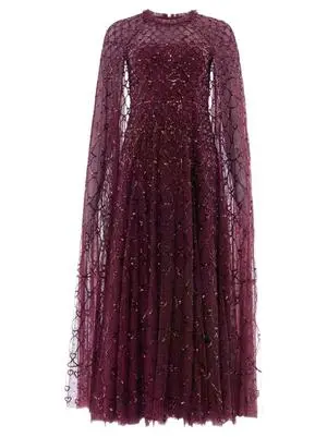 NEEDLE & THREAD Heart-pattern Midi Dress - Red