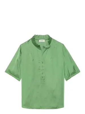 Zadig&Voltaire Zadig&Voltaire Topher Ruffled Button Top Green