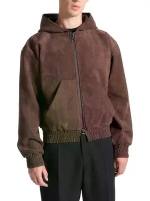 Manière De Voir Faux-suede Hooded Crop Jacket - Brown