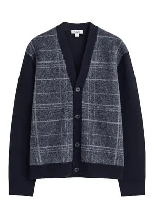 COS Checked Wool V-Neck Cardigan