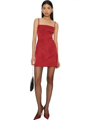 REFORMATION Frankie Silk Mini Dress - Red