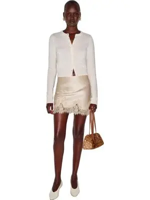 REFORMATION Reformation Carolina Silk Mini Skirt Ivory