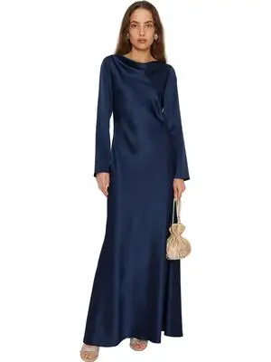 REFORMATION Pike Silk Maxi Dress - Blue