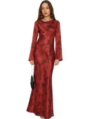 REFORMATION Pike Silk Maxi Dress - Red