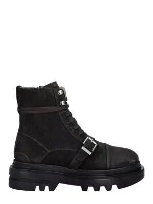 ALLSAINTS 55mm Astrid Buckle Lace-up Boots - Brown