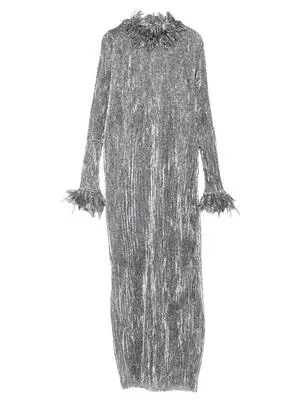 LIBEROWE Fringe-plissé Midi Dress - Silver