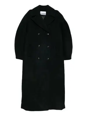 GANNI Oversized Long Pea Coat - Black