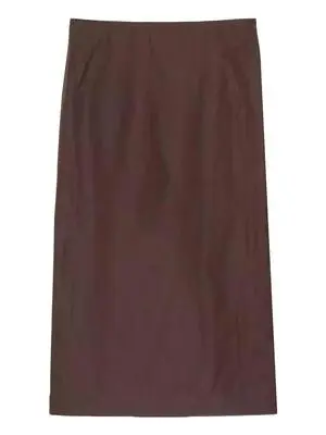 ST. AGNI Rear-slit Midi Skirt - Brown