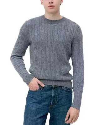 BOSS Cable Knit Crew-neck Sweater - Grey