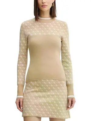 Guess Long-sleeve Mini Dress - Neutrals