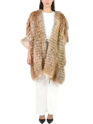 P.a.r.o.s.h Faux-fur Poncho - Neutrals