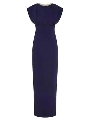 Rachel Gilbert Cap-sleeve Column Gown - Blue