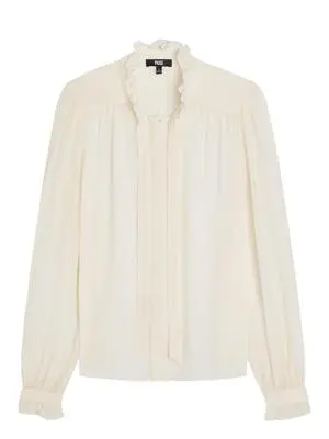 PAIGE Leya Ruffled Silk-Georgette Blouse
