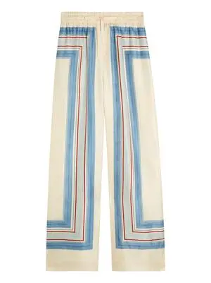 Zimmermann Patterned Wide-leg Silk Trousers - Cream