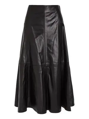 SIMKHAI Ryma Panelled Leather Midi Skirt