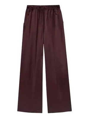 Tory Burch Pintuck Wide-leg Satin Trousers - Dark Red